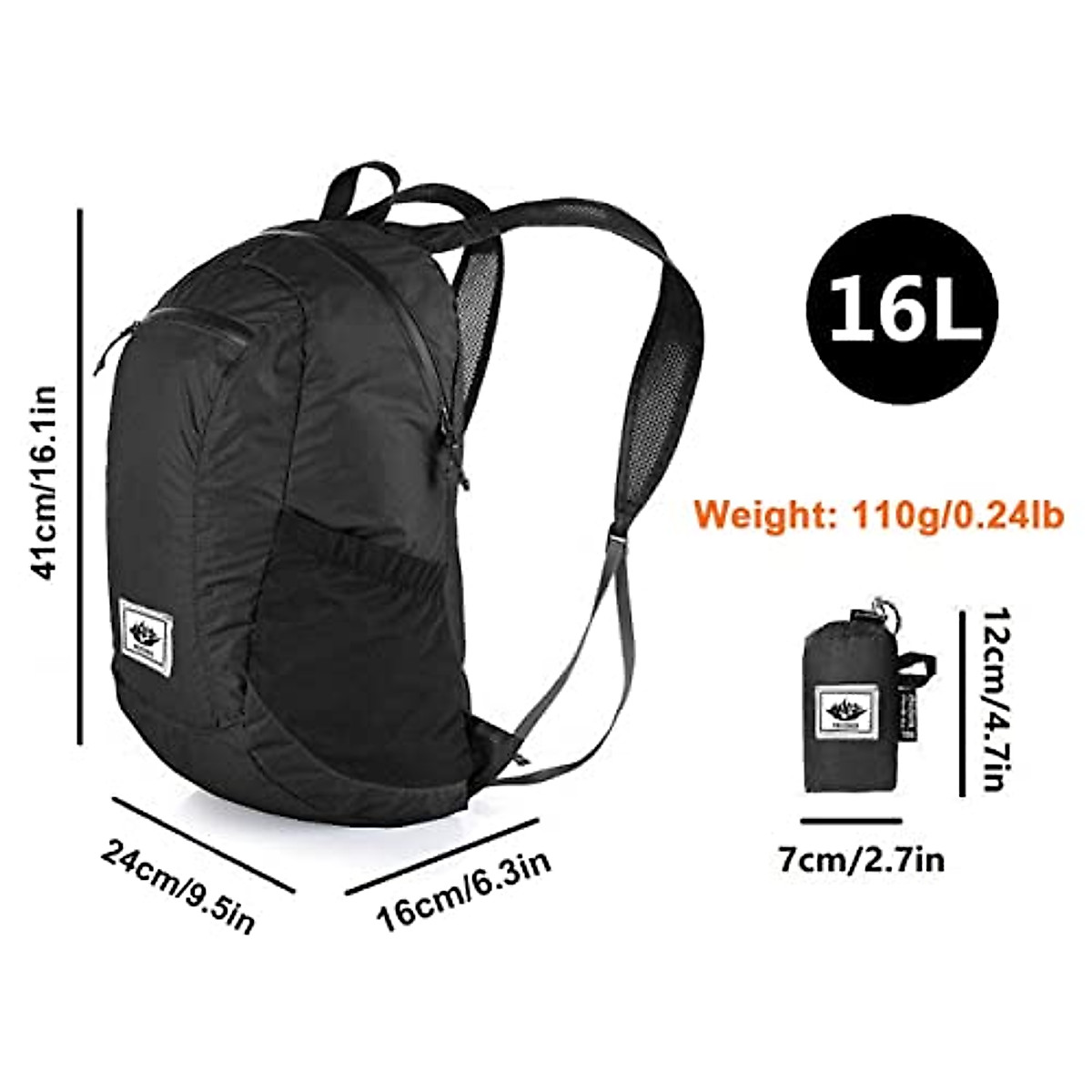Peicees Lightweight Packable Backpack for Women Men Travel Hiking Waterproof Foldable Daypack Bag Collapsible Backpack 16 L