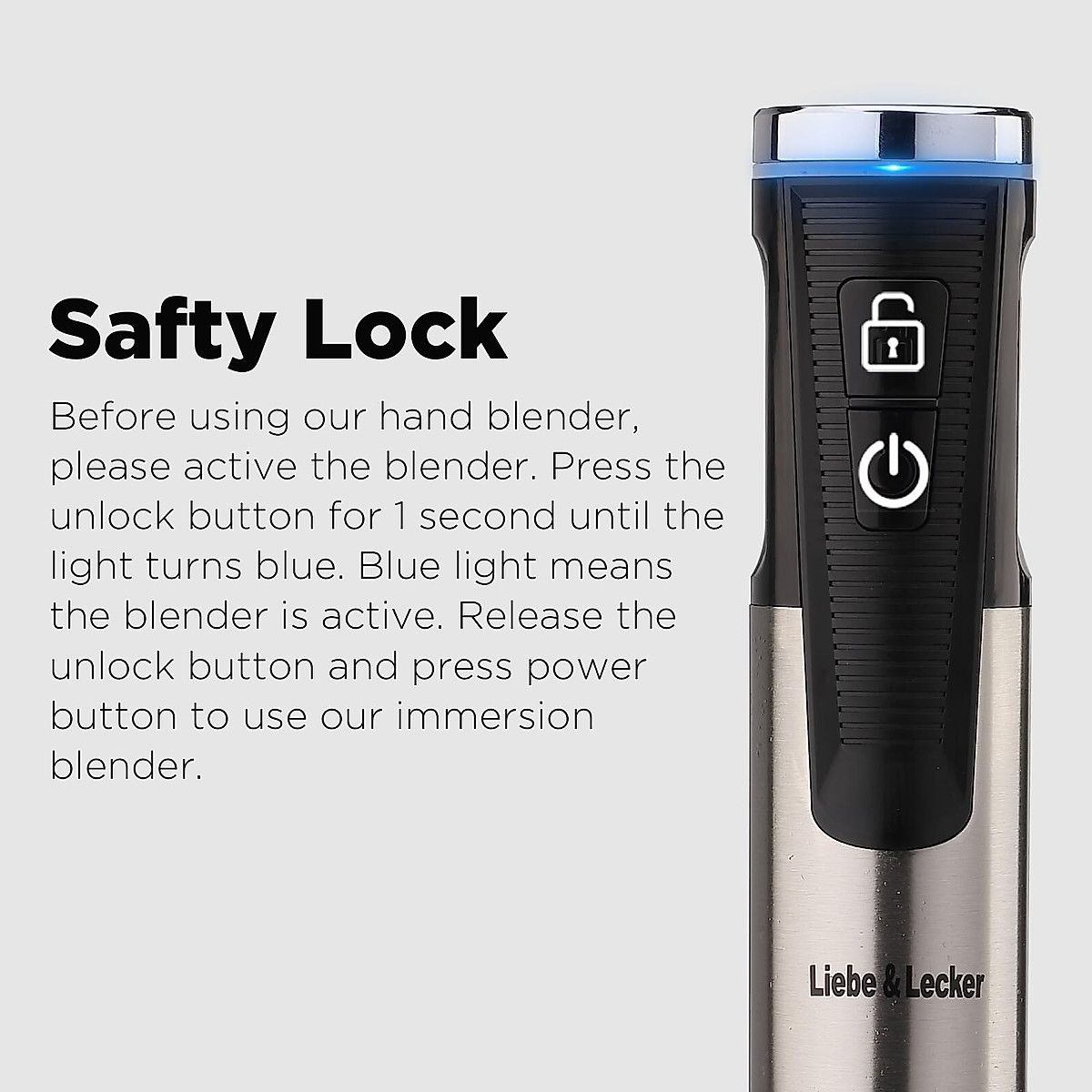 Liebe&Lecker Cordless Hand Blender, Immersion Blender Handheld USB Rechargeable 8 Variable Speeds with Whisk, Milk Frother Attachments, Portable Stick Blender for Milkshakes, Smoothies & Soups.