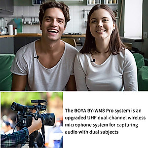 Wireless Lavalier Microphone System for iPhone 11 8 x 7 6 Camera, BOYA Dual-Channel 2 Transmitter & 1 Receiver for DSLR Recorder Samsung Smartphone Youtube Street Interview Facebook Livesteam Vblog