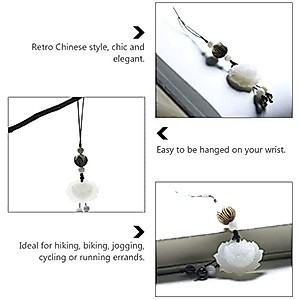 Hemobllo Jade Key Chains 2Pcs Hand- Woven Lotus Jade Key Rings Charms Decorative Keychains Phone Hanging Ornament for Kids Toy Home Decoration