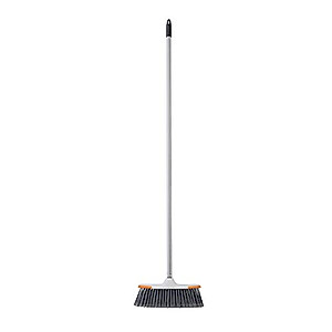 Superio Angle Broom and Clip-On Dustpan Set, Slim Hand Broom Telescopic Handle 53 Inches Tall, Clip On Dust Pan with Low Edge Rubber Lip