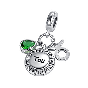 MZC Jewelry Taurus Constellation Charm for Pandora Bracelets Horoscope Zodiac Sign April May Birthstone Birthday Dangle Bead for Mom, Copper
