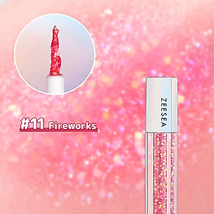 zeesea Glitter Galaxy Colored Liquid Eyeshadow, Dazzling Shimmer Eye Makeup, High Pigmented & Long Lasting (11 Fireworks)