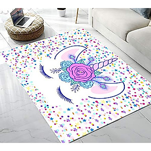 Area Rug Stars & Unicorn Area Rug for Living Room Bedroom Playing Room 5'x6'