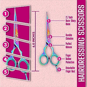 Tycon Hair Cutting Scissors Professional 6" – Japanese Stainless Steel, 2.7" Razor Edge Blade Barber Scissors – Ergonomic design - Precision Hair Scissors for Smooth Cutting - Salon & Personal Use