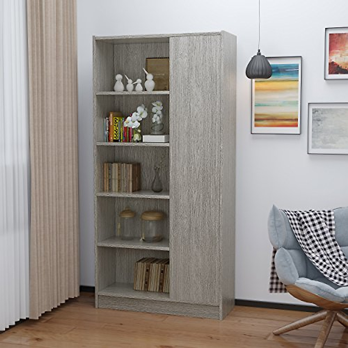 Christopher Knight Home Amelia Mid-Century Faux Wood Bookcase, Grey Oak Finish