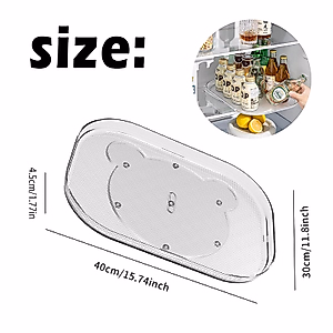 TURCGUO Lazy Susan for Fridge, Square Lazy Susan Turntable Organizer Storage Clear Rectangular Rotating Tray for Refrigerator, Cabinet, Pantry, Countertop | 15.7'' X 11.8''