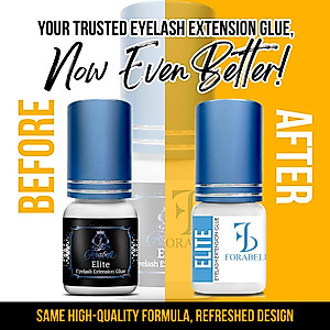 Forabeli Elite Fast Dry Eyelash Glue 5ml - 1 Sec Drying Time, 7 Weeks Retention, Maximum Bonding Power, Black Adhesive for Professional Use