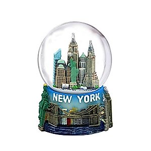 Mini New York City Snow Globe Featuring The NYC Skyline in This Souvenir Figurine with Statue of Liberty, 2.5" Tall (45mm)