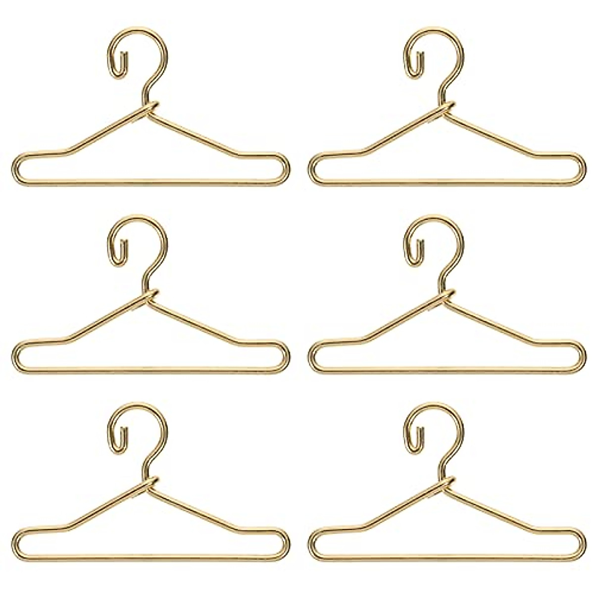 Healifty 50pcs Mini Doll Clothes Hangers Gold Dollhouse Clothes Doll Gown Dress Outfit Holder Metal Miniature Clothes Stand 40mm