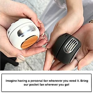 SPICE OF LIFE Pocket Fan - Grey - Small and Portable, Handheld, Rechargeable, Lightweight, Quiet and Discreet Personal Fan, 2 Hours Run Time, with Carabiner Included