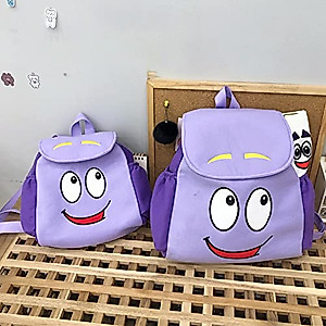 Dora Explorer Backpack Adult Bag Toy Rescue Plush Bag with Map School Bookbag Shoulder Bag Laptop Backpack (Large(13.8*13.8*3.9in))