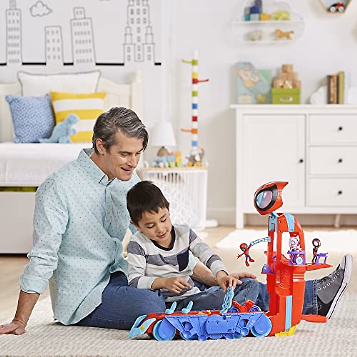 Marvel Spidey and His Amazing Friends Spider Crawl-R 2-in-1 Headquarters Playset, Preschool Toy with 2 Modes, Lights, Sounds, 3 Years and Up, 2 Feet Tall