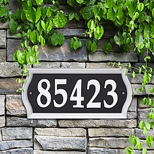 Whitehall 14341 Nite Bright Ashland Reflective Address Numbers Sign, Black/Silver