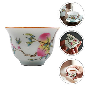 DOITOOL Asian Tea Set Ceramic Teacup Chinese Kung Fu Tea Set Coffee Mug Peach Teaware for Matcha Tea Green Tea Latte Cappuccino Wine Japanese Tea Cups