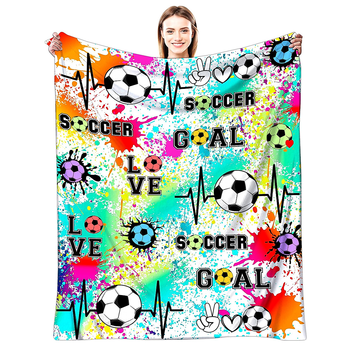 Soccer Blanket for Girls Ultra Soft Flannel Soccer Throw Blanket for Soccer Lovers Soccer Players Team Merch Soccer Gifts Stuff 50"x40"