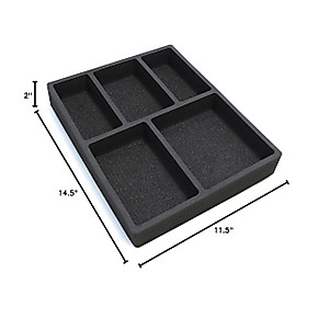 Polar Whale Drawer Organizer Compatible with Ikea Alex Tray Non-Slip Waterproof Insert for Office Home Dorm Garage 11.5 X 14.5 X 2 Inches 5 Compartments Black Deep Pockets