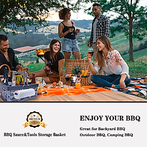 Rilltowpe BBQ Sauce&Tools Storage Basket it more convenient for you to carry barbecue sauce tools outdoors, on the beach, and on barbecues, and it is easier to store barbecue sauce tools.