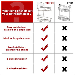 Vdomus pot rack ceiling mount cookware rack hanging hanger organizer with hooks (33 x 17 Inch) and Strong Shower Caddy 2 Tier Bathroom Corner Shelf Organizer Polished Chrome- No Drilling Needed Basket