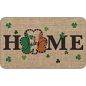 St. Patrick's Day Doormat Home Shamrocks Floor Mat Shamrocks Printed Doormat Non Slip Rubber Entrance Bathroom Front Door Rug for Home Decorative Indoor Outdoor Supplies, 28 x 17 Inches