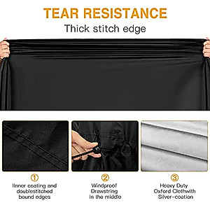 Patio Chimenea Fire Pit Cover Waterproof Outdoor Fire Pit Cover Breathable Heavy Duty Patio Heater Cover, Dustproof Anti UV and Tear Resistant for Garden, Patio (122 * 21 * 61CM) - Black