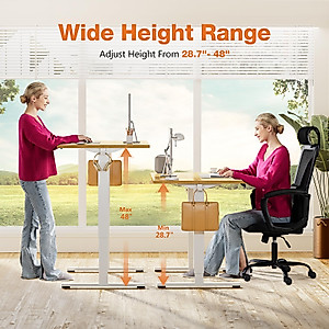 Sweetcrispy Standing Desk, Stand Up Desk, Electric Standing Desk with Splice Board, 40 x 24in Ergonomic Height Adjustable Desk Sit to Stand Desk, Computer Workstation Home Office Desk-Natural