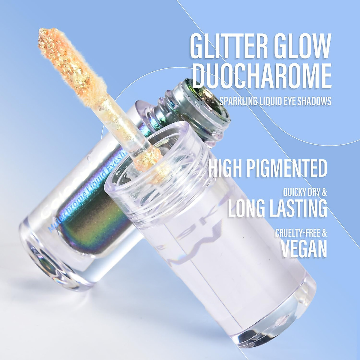 CHARMACY Liquid Duochrome Eyeshadow, Multi-Dimensional Eye Looks, Long Lasting Glitter Eye Shadow Sets Metallic Pigments, Quick Drying, Sparkling Shiny Eye Makeup for Beginners, 1.6g (#18#21)