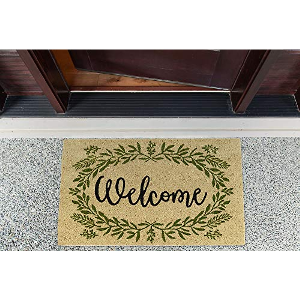 DII Natural Coir Doormat Outdoor Welcome Mat, 17x29, Greenery