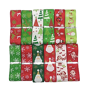 Chenkou Craft 12Yards Merry Christmas Polyester Grosgrain Ribbon 1"(25mm) Snowflake Claus Beer X'Mas Hat Sock (1"(25mm) Christmas Ribbon)