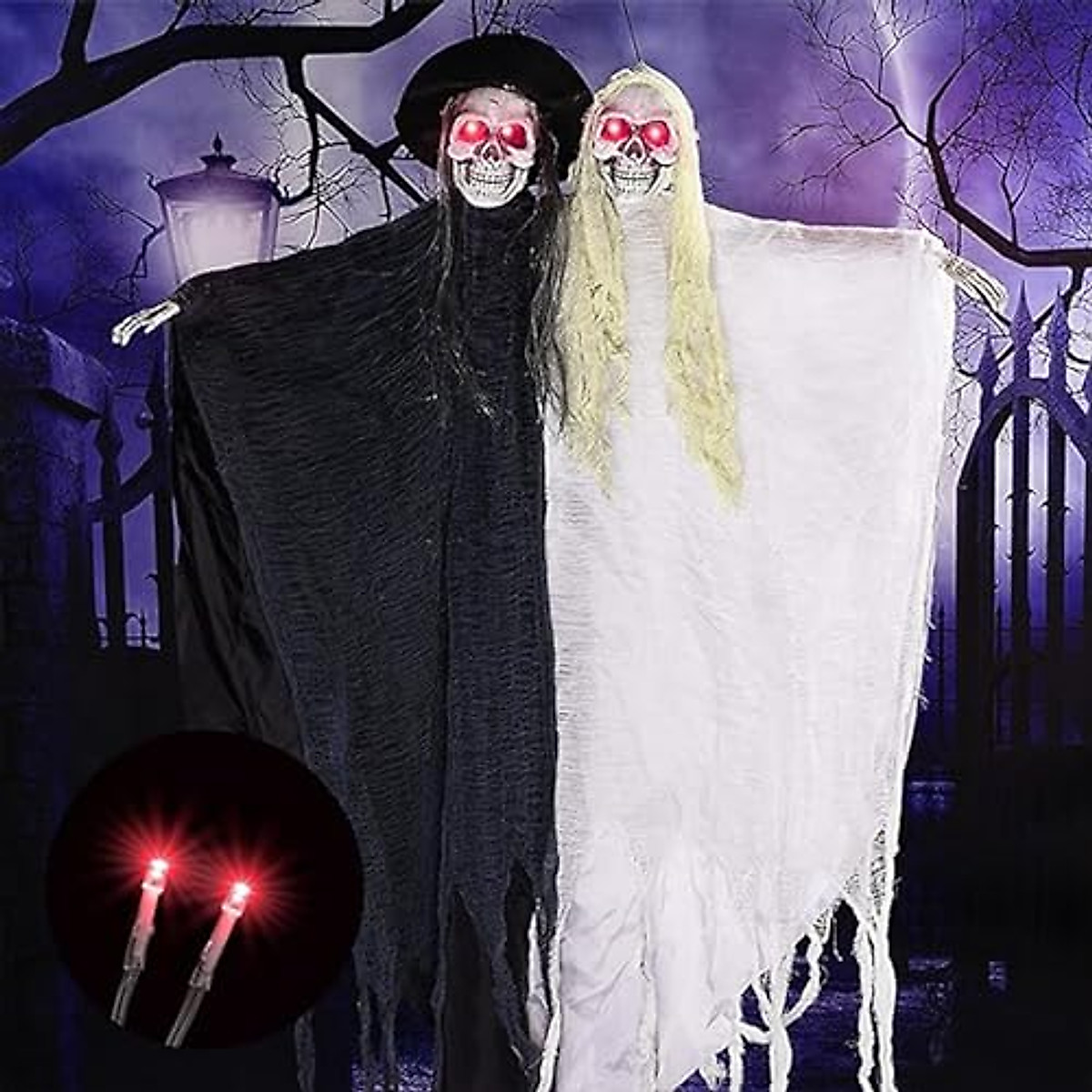 Halloween Party LED Red Glowing Laser Eyes, Pack of 4 for Mask Light Eyes with Battery Box, Batteries Not Included (Red)