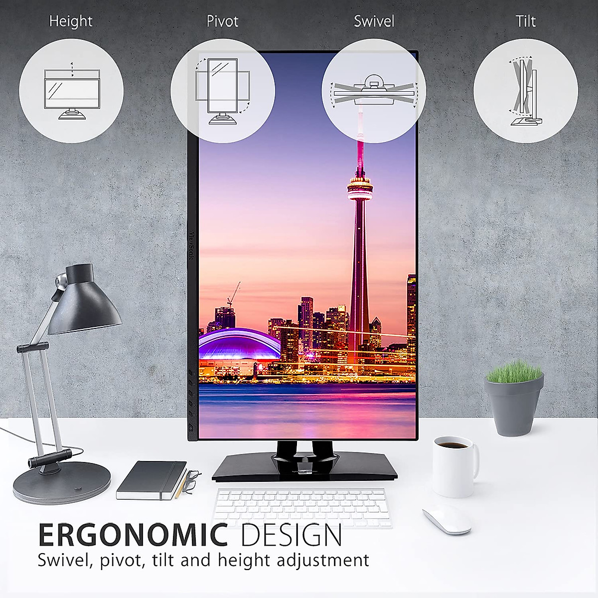 ViewSonic VP2756-4K 27 Inch 4K UHD IPS Ergonomic Monitor with Ultra-Thin Bezels, Color Accuracy, Pantone Validated, 60W USB C