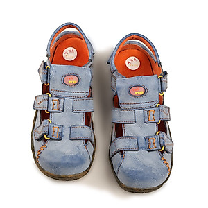 TMA EYES Women's Hook and Loop Closed-Toe Leather Sandal