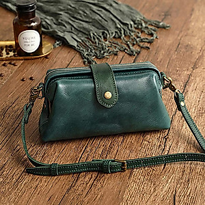 Premium Leather Retro Handmade Doctor Bag Unique Opening Women Crossboy Bag Retro Handmade Doctor Bag Crossbody (Coffee)
