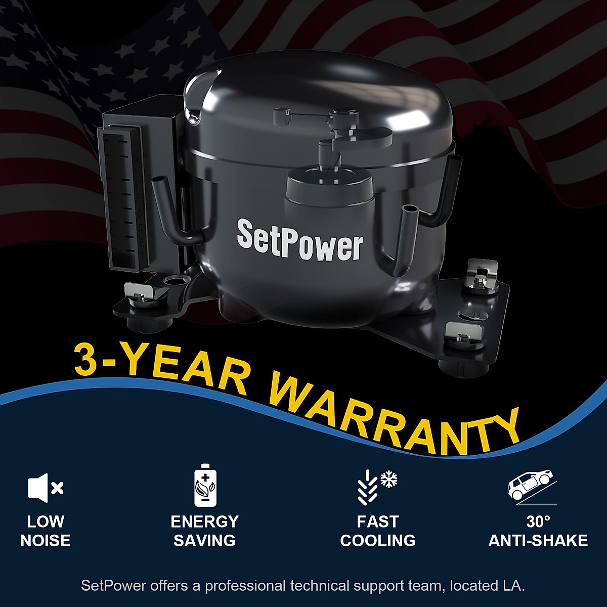 Setpower AJ40 Portable Refrigerator,Portable Freezer,42 Quart(40L) Electric Cooler,Car Refrigerator,12/24V DC Cable & 110/240V AC,Car Fridge for Camping,Truck,Travel,Fishing,3-YEAR Warranty