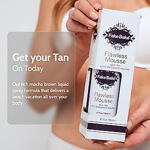 Fake Bake Flawless Self Tanning Mousse Streak-Free, Long-Lasting Natural Glow For All Skin Tones Women & Men - Sunless Tanner Includes Mitt For Easy Application, Black Coconut Scent - 6.7 oz