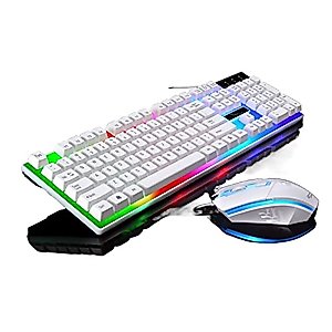 apfkkf Mechanical Gaming Keyboard, USB Luminescent 104 Keys, Wired Keyboard, Suitable for Professional Computer Gamers Or Office