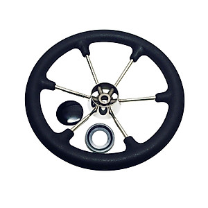 Marine Boat SS304 Steering Wheel with Black Sleeve 6 Spoke 15 1/2"