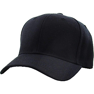 KBY-Fitted BLK (7 5/8) Plain Blank Curved Brim Fitted Baseball Cap Hat Unisex