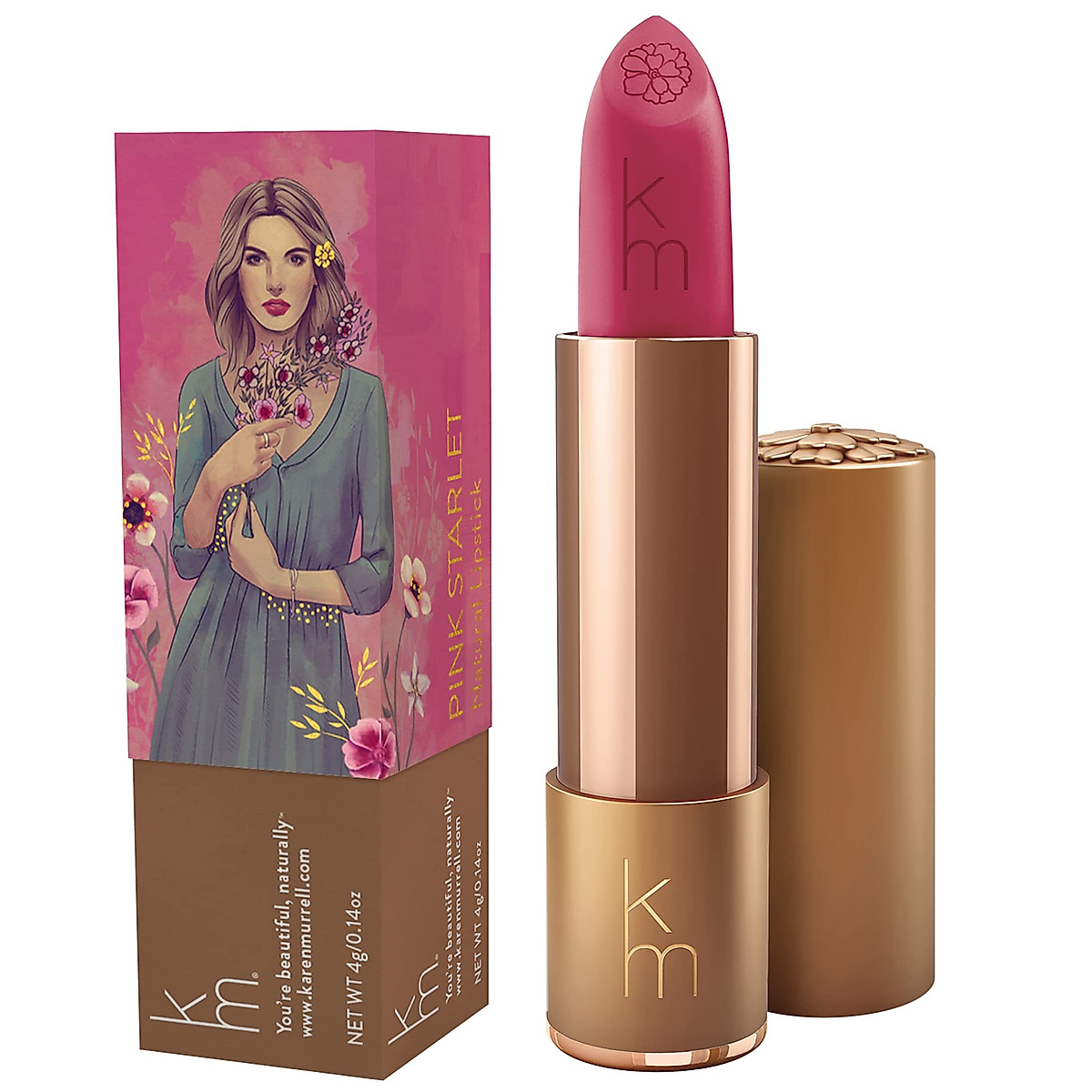 Karen Murrell Natural Lipstick - #03 Pink Starlet - Cream Finish, Pink Color - Moisturizes & Hydrates Lips - Paraben & Cruelty Free