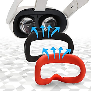 Silicone Covers Sets 3 pcs for Oculus Quest 2 - Face Pad Mask & Lens Cover Caps & Soft VR Shell Case Protected,Sweatproof Lightproof Anti-Leakag Designed by X-Super Home (Red)