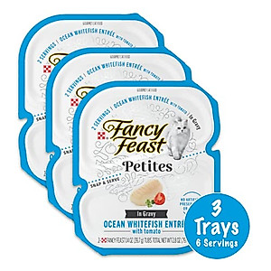 Fancy Feast Petites Wet Cat Food Variety 5 Flavor Pack (30 Servings) - Bundled with Writing Cat Pen (in Gravy)