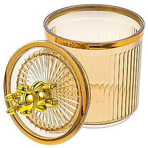 Garneck 2pcs space bunny storage tank cotton round holder medicine bottles with caps round vanity tray candy dish covered candy bowl bathroom canister acrylic canister clear acrylic jar