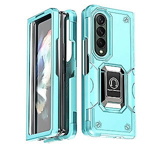 EAXER for Samsung Galaxy Z Fold 4 5G Case, Hybrid Shockproof Rugged Ring Stand Holder Case Cover (Mint Green)