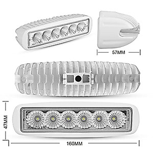 Handxen Boat Deck Light - LED 18W 1600 Lumen Spreader - Long Lasting - Flood Marine-Grade T-Top Boat Deck Lights - Extremely Bright - Durable Quality - Ideal for Marine Boats Cars Trucks (2 Pack)