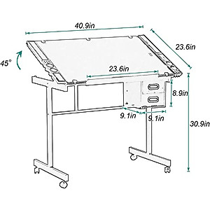 Need Adjustable Drafting Table with Tilted Tabletop, Art Table with 2 Storage Drawers for Writing Art Craft Work Station Black,UT-DT1033-BK-ND