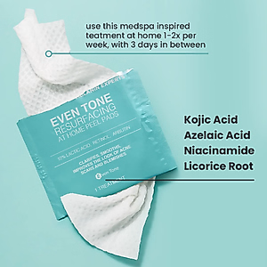 Urban Skin Rx®, Even Tone Resurfacing At-Home Peel Pads, Pre-Soaked Treatment Pads Resurface, Smooth, & Improve the Appearance of Uneven Skin Tone, Formulated with Lactic Acid and Retinol, 12 Count