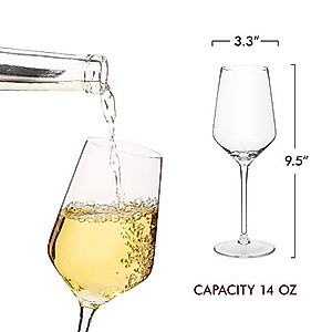 ELIXIR GLASSWARE Crystal Wine Glasses – Hand Blown Red & White Wine Glasses – Set of 4 Long Stem Wine Glasses, Premium Crystal – Wedding, Anniversary, Christmas – 13 oz, Clear