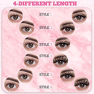 Reusable Self Adhesive Eyelashes No Glue or Eyeliner Needed Easy to Put on, Stable Non Slip Waterproof False Lashes with 2 Eyelash Tweezers Thoughtful Gift for Women Makeup, 6 Pairs (Stylish Style)