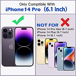 OKP Case [3 in 1] for iPhone 14 Pro, with Screen Protector & Camera Lens Protector, Floral Slim Shockproof Cute Phone Case 6.1 inch 2022 Clear Glitter Protective Cover for Women Girl, (Purple/01)