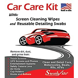 SWAB-ITS® 12-Piece Car Care Kit with Screen Wipes & Reusable Detailing Swabs: 87-8210